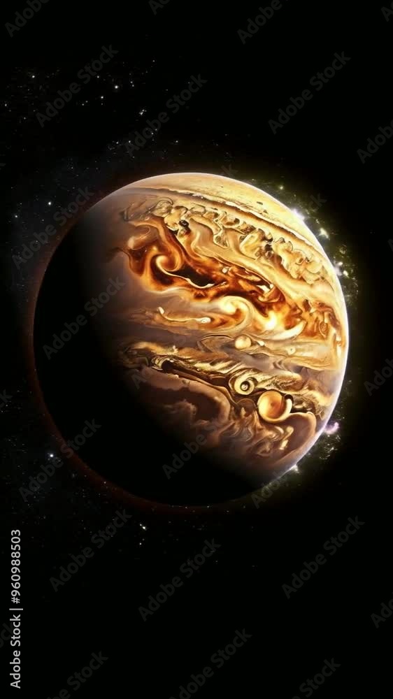 A close-up view of Jupiter, the largest planet in our solar system. The ...