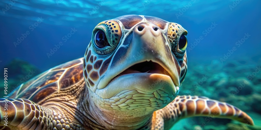 Bewildered sea turtle with wide eyes and a dropped jaw , sea turtle ...