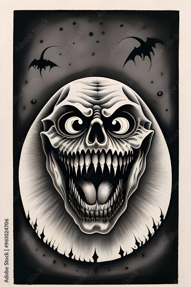 sketch, pencil drawing, illustration of a evil, creepy, scary ...