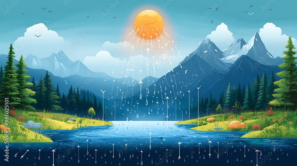 Water Cycle Nature An infographic illustrating the stages of the water ...