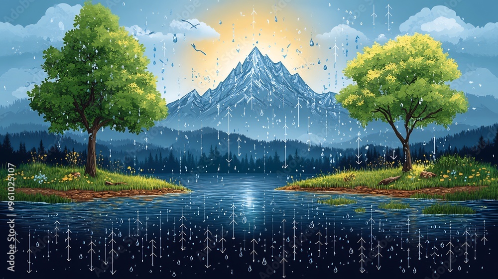 Water Cycle Nature An infographic illustrating the stages of the water ...