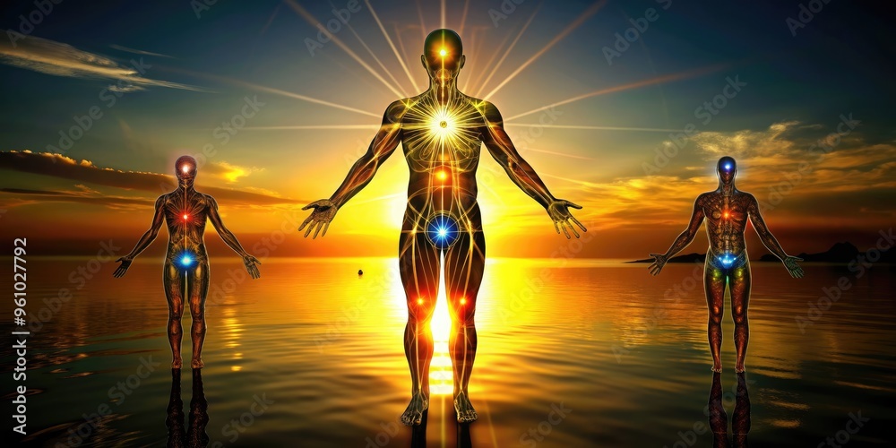 of meridians representing energy flow in the body, energy, channels ...