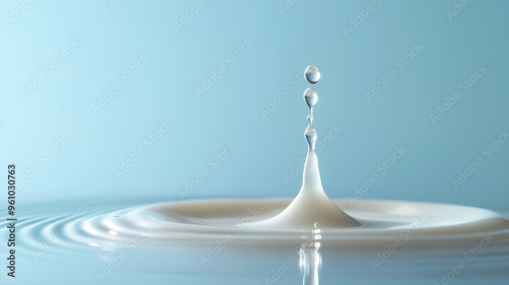 single droplet of milk hitting the surface of a glass full of milk ...