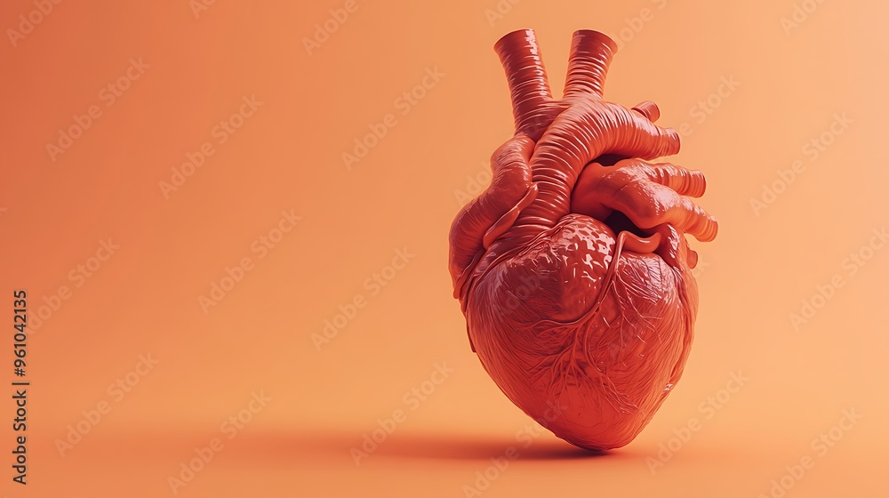 A cross-sectional 3D model of the human heart, highlighting the ...