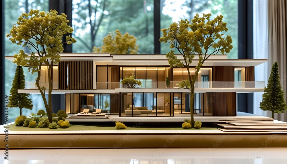 Architectural design process highlighted through modern house scale ...