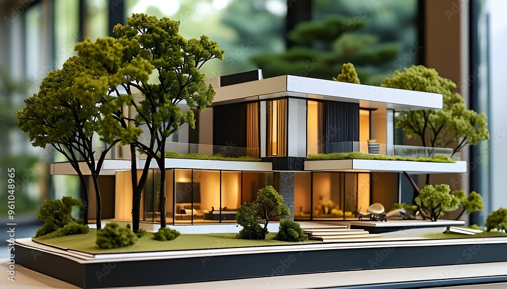 Architectural design process highlighted through modern house scale ...