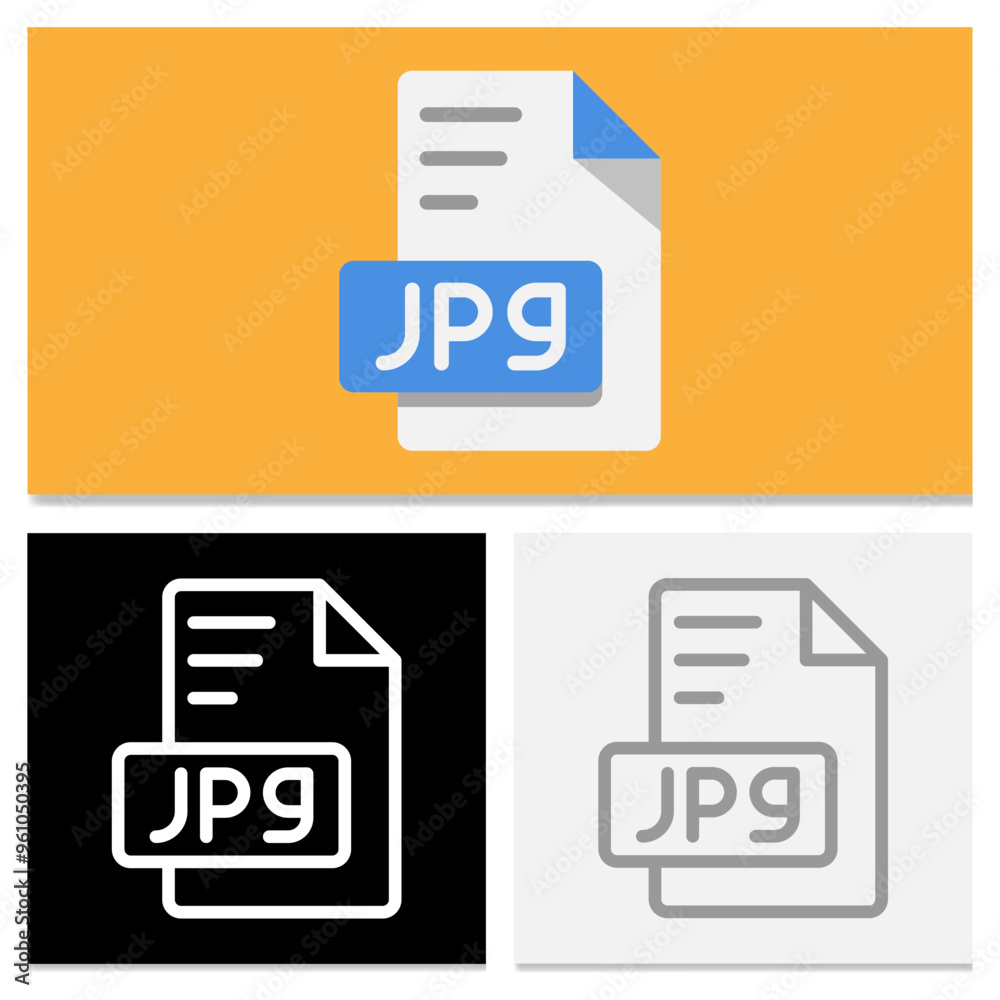 Jpg document file format. set of flat file format icons with various ...