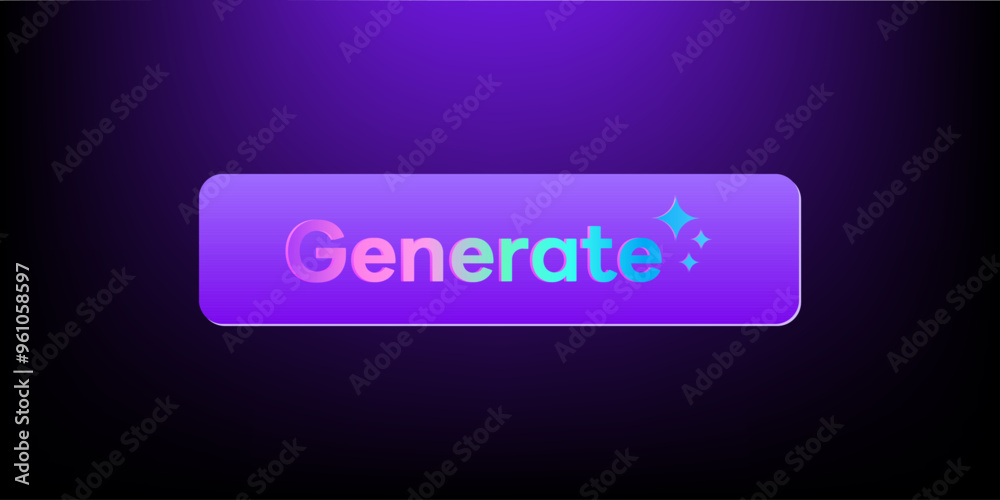 Generate AI button, Artificial Intelligence rainbow colorful Gradient ...