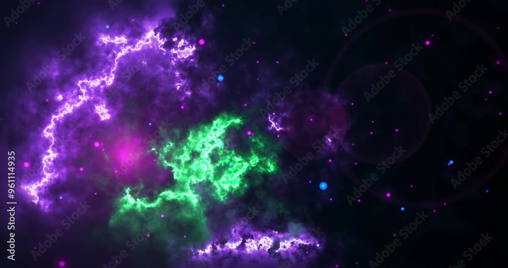 Nebula bright galaxy clouds bursting animation 4K. Clouds flying ...