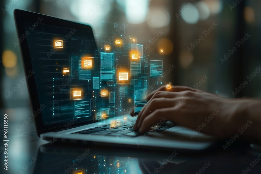 Digital documents, law, and climate data management concept with a ...