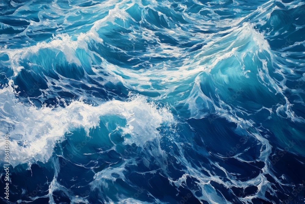 Pure blue turquoise water texture of the ocean sea with foam from and ...
