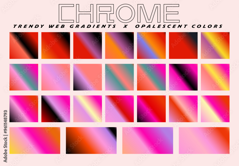 Holographic gradients of bright chrome metallic colors for design and ...