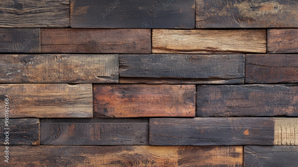 Rustic wooden wall texture with various shades of brown and natural ...