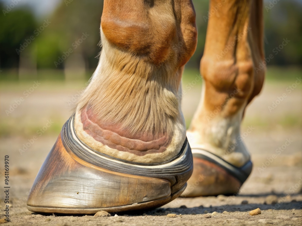 Close-up of a horse's hoof, showcasing the intricate anatomy of the ...