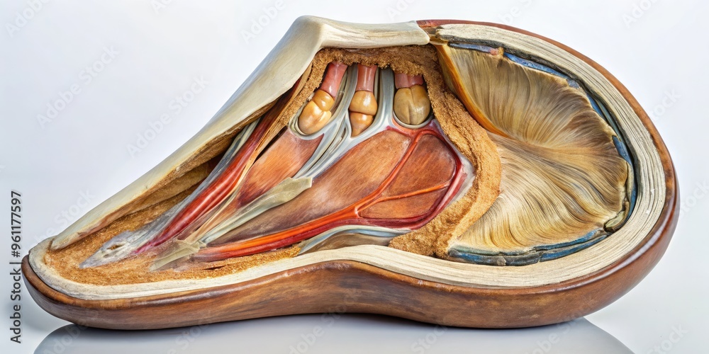 Cross-Section Of A Horse Hoof Showcasing Its Complex Skeletal Structure ...