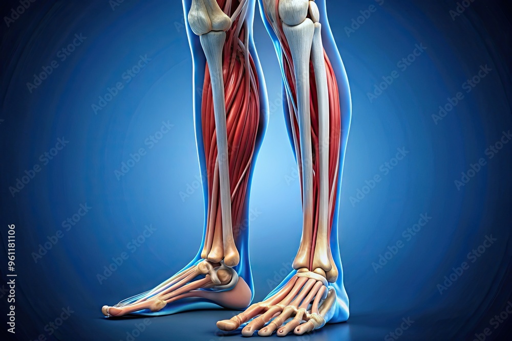 Detailed Anatomical Diagram Of The Human Lower Leg, Showcasing The ...