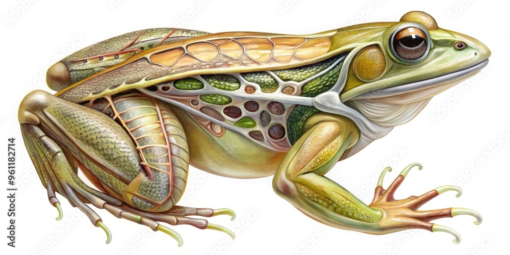 Detailed Diagram Of A Frog Dissection, Showing The Various Organs ...