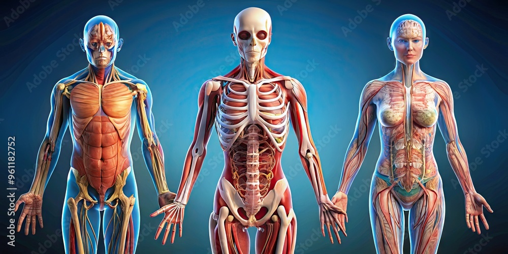 Detailed Diagram Of The Female Human Body, Showcasing The Anatomical ...