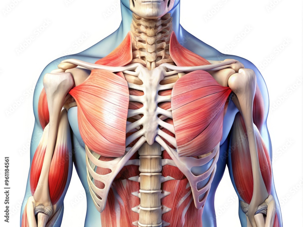 Detailed illustration of the deltoid muscle's anatomical structure ...
