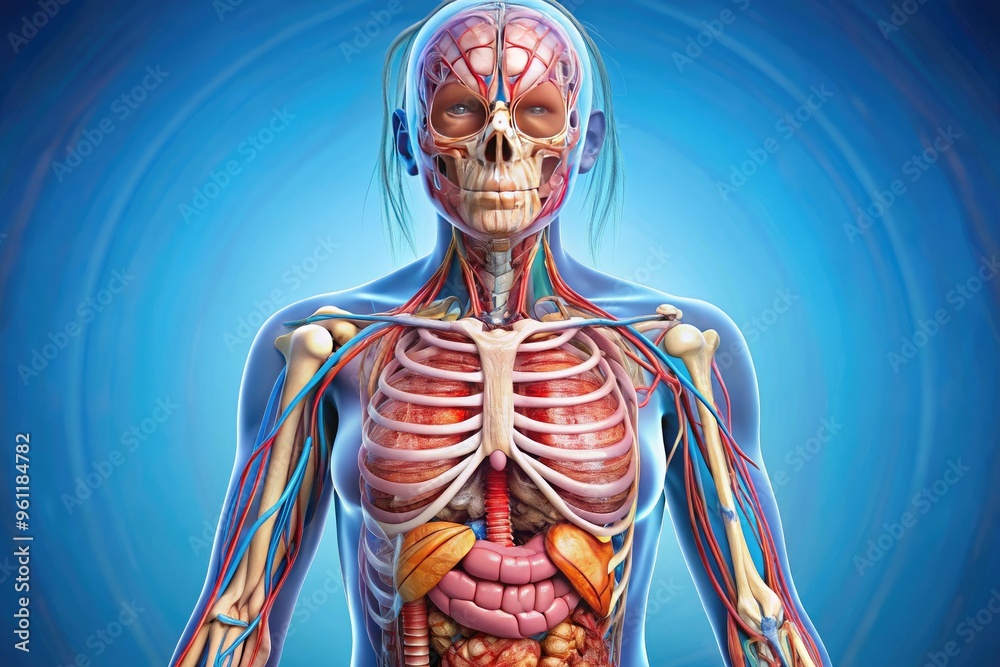 ภาพประกอบสต็อก Detailed illustration of the female human body's ...