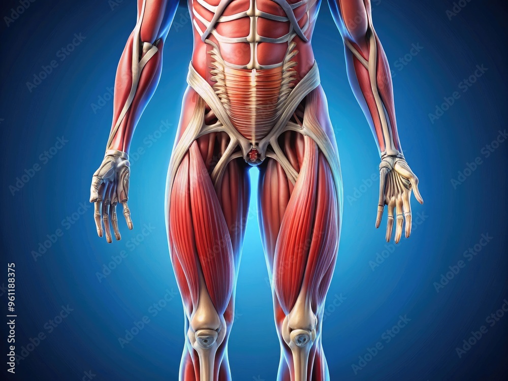 Detailed illustration of the quadricep muscle anatomy, showcasing the ...