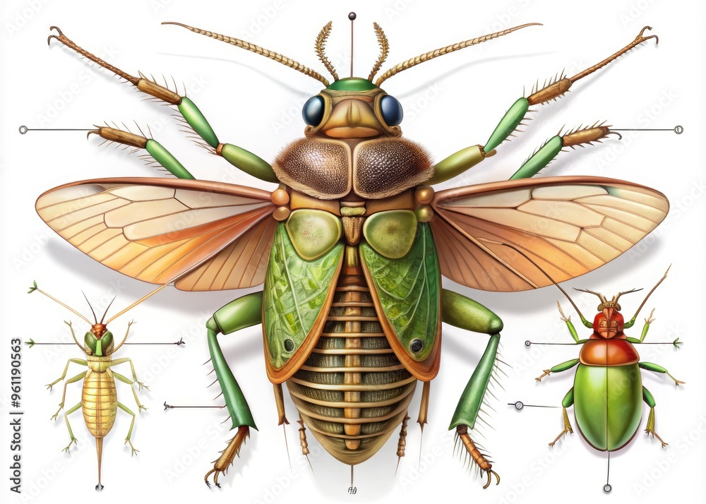Diagram Of An Insect'S Body Parts, Including The Head, Thorax, Abdomen ...