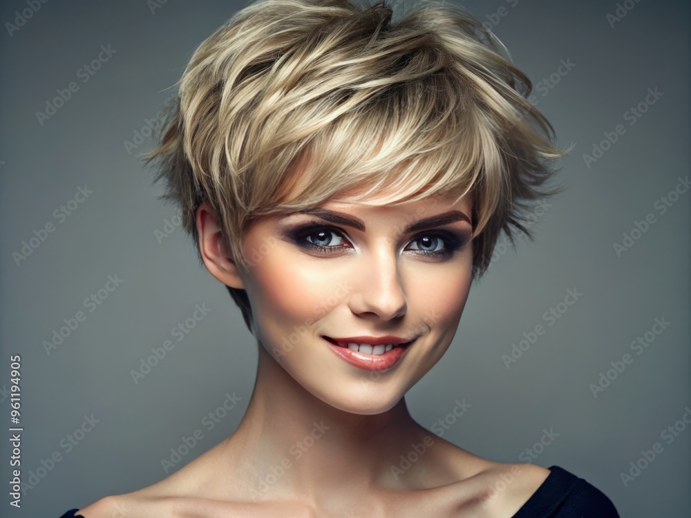 Soft, choppy layers and wispy strands frame the face in a playful pixie ...