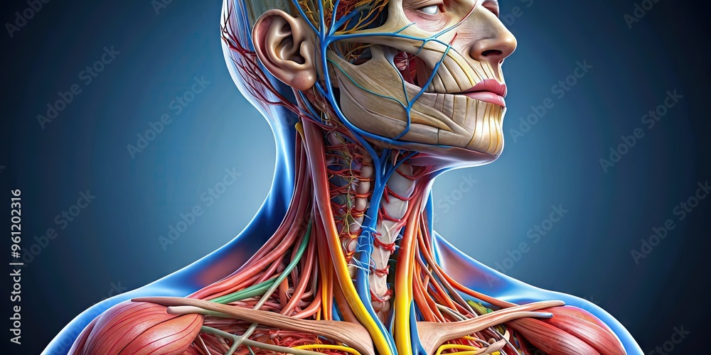 High-Resolution Image Of A Human Neck Dissected To Reveal Its ...