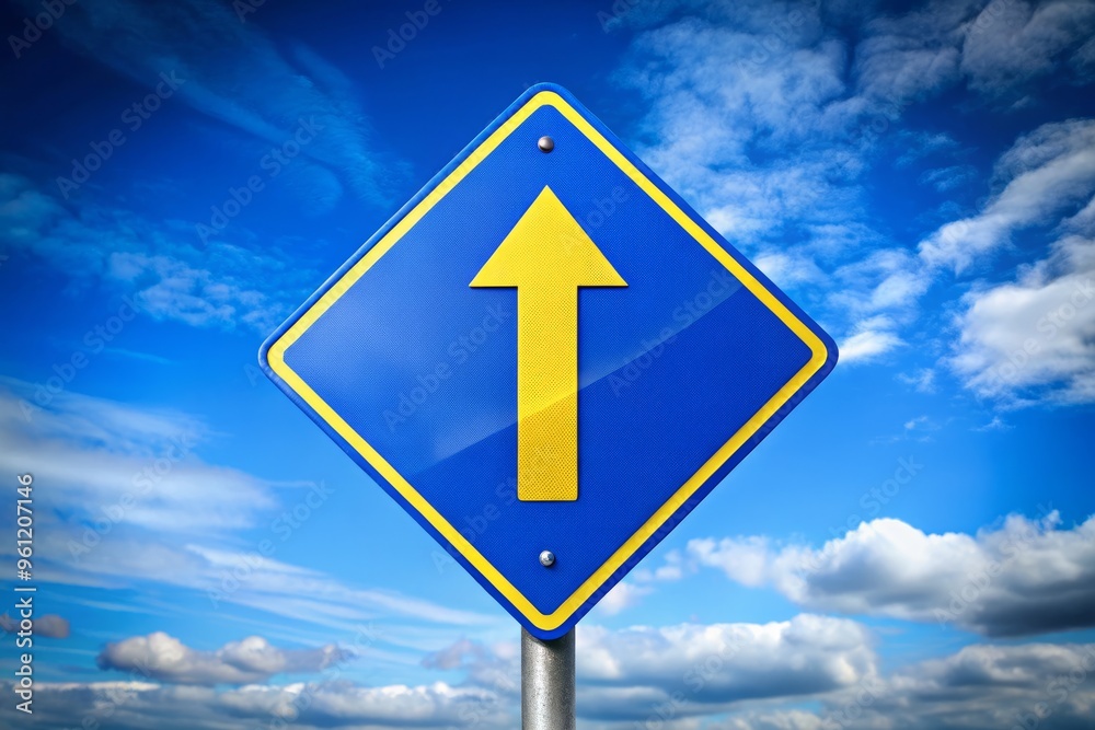 Directional arrow guidance indicates one way traffic flow, clearly ...