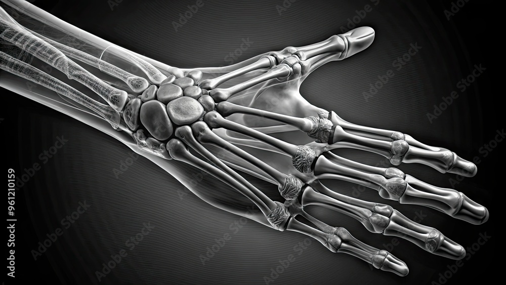 Intricate Grayscale Image Of A Human Hand, Showcasing The Detailed ...