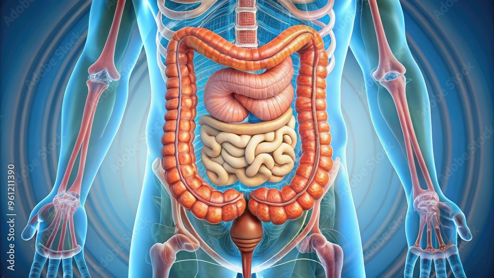 Intricate Medical Image Depicting The Anatomy Of The Colon With ...