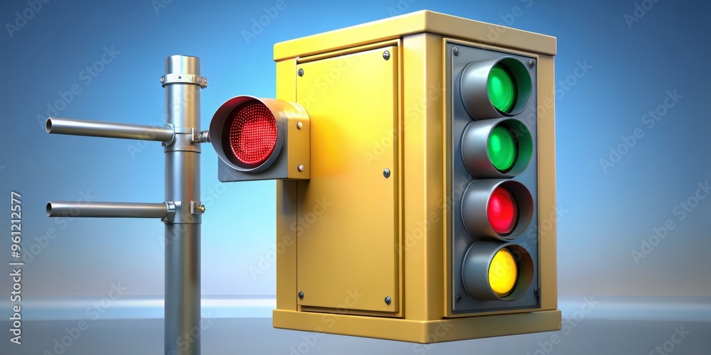 A technical concept of traffic signal control box indicator colors ...