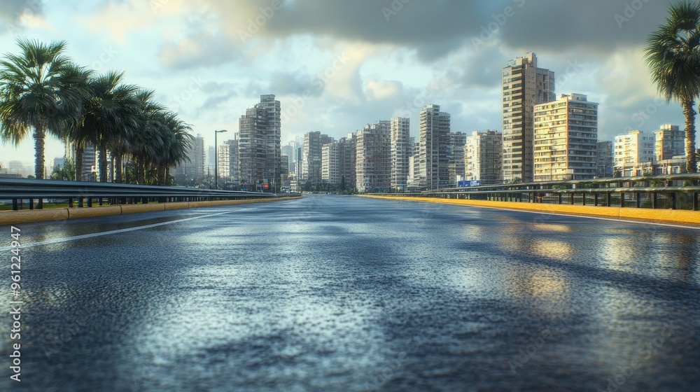 Real asphalt roads in the city background during the day, highlighting ...