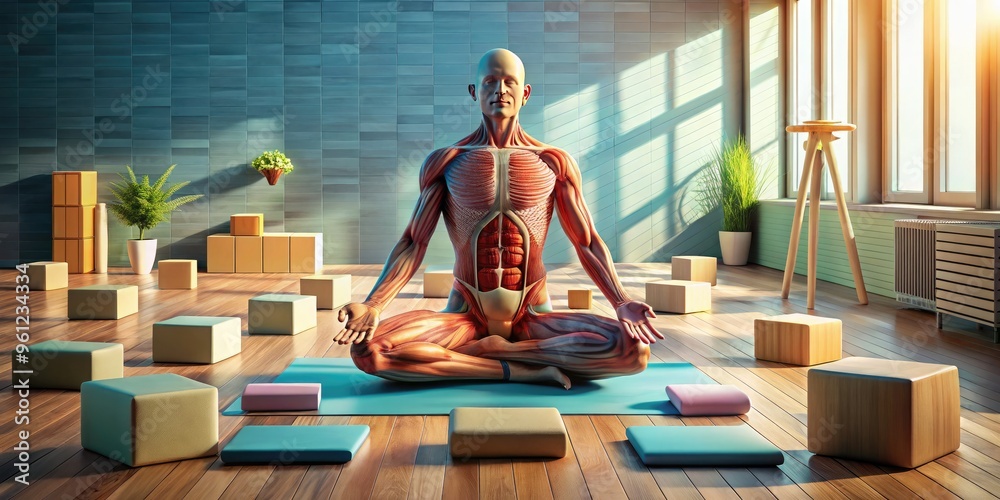 Surreal illustration of human body with internal organs and systems ...