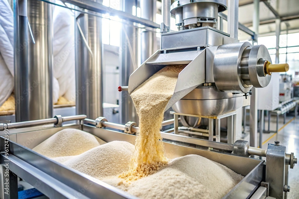 wheat flour production at modern factory with smart machines Stock ...