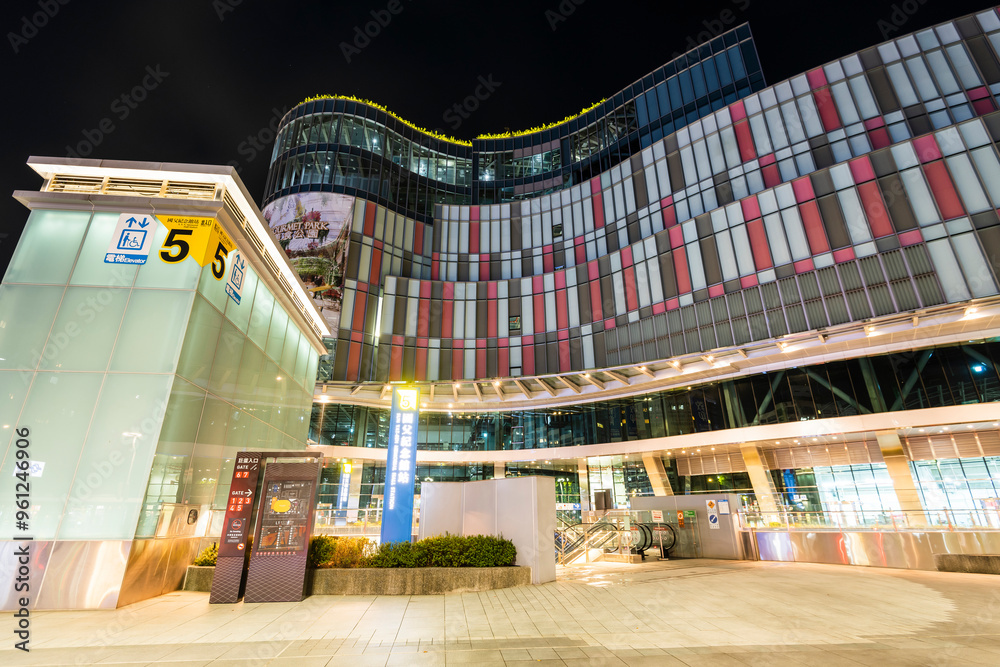 Taipei, Taiwan- August 23, 2024: Night view of the Taipei Dome in ...