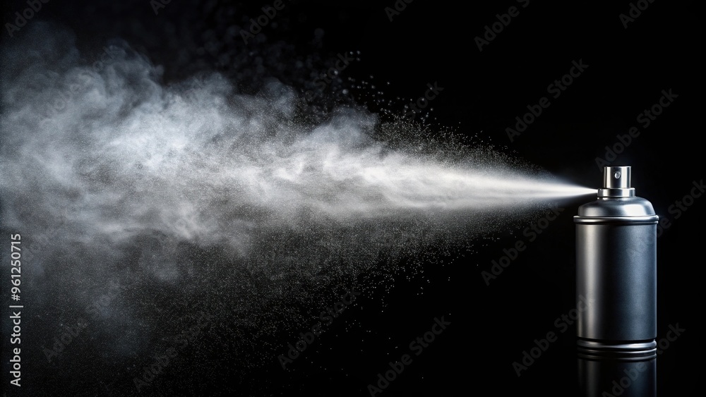Aerial spray mist of aerosol jet splash on black background realistic ...