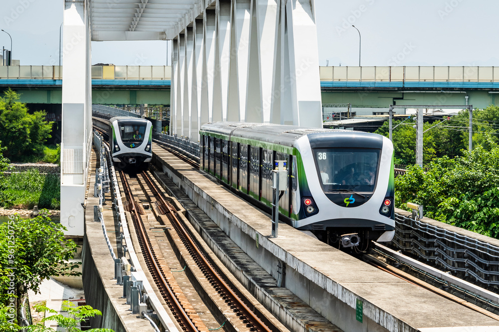 Taichung, Taiwan- August 28, 2024: A Green Line train running on the ...