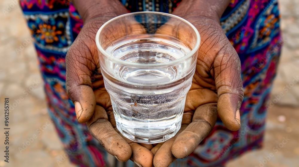 Addressing the global water scarcity crisis hands holding clean water ...