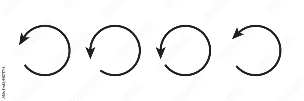 Circle arrows icon set. Round reload sign, repeat icon, rotate arrow ...