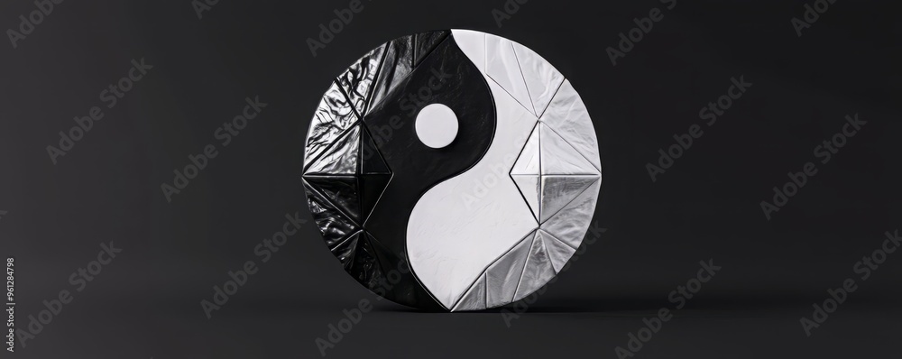 A modern and artistic representation of the Yin Yang symbol in black ...