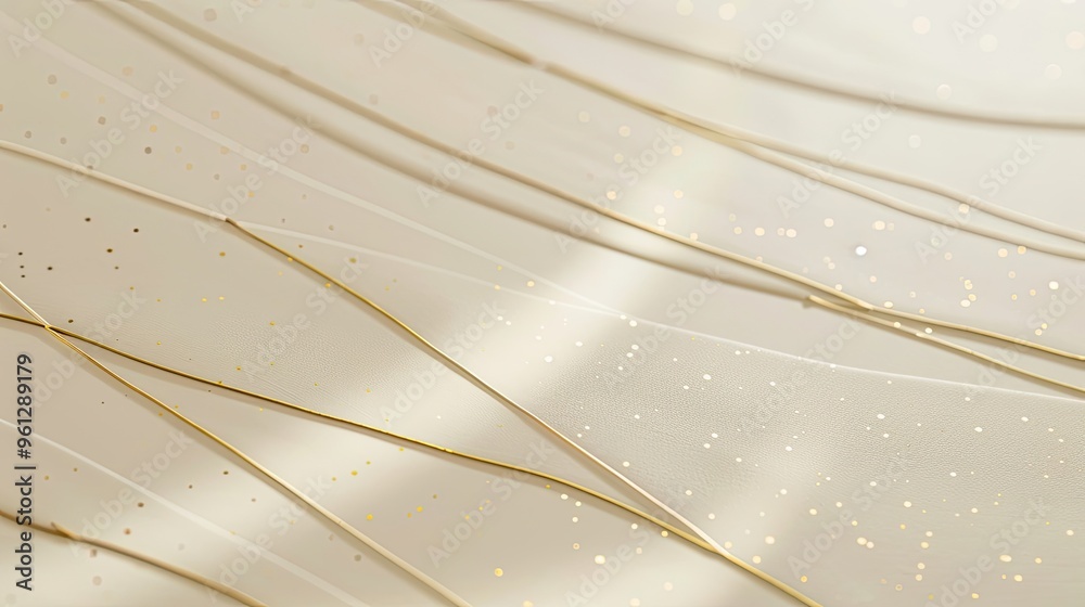 Ivory wallpaper with subtle gold lines and soft lighting for a modern ...