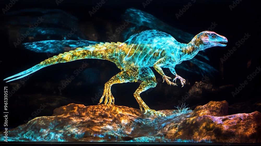 Holographic projection of a Compsognathus a small theropod dinosaur ...