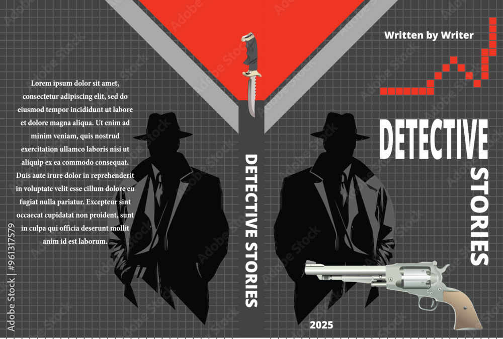 140-38-detective stories.eps Book cover design featuring two detectives ...