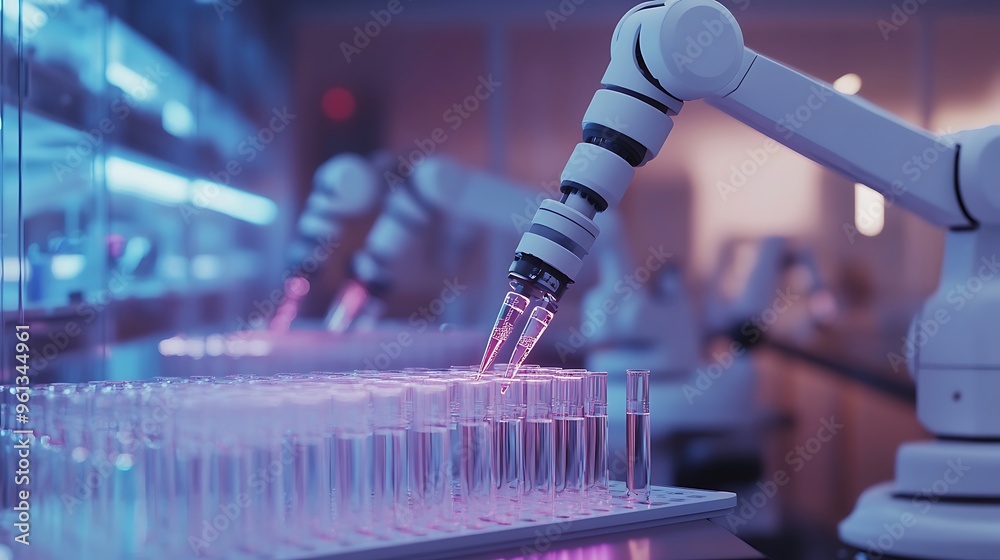 Automated Lab: Robotic Arm Precisely Dispense Liquid into Test Tubes ...