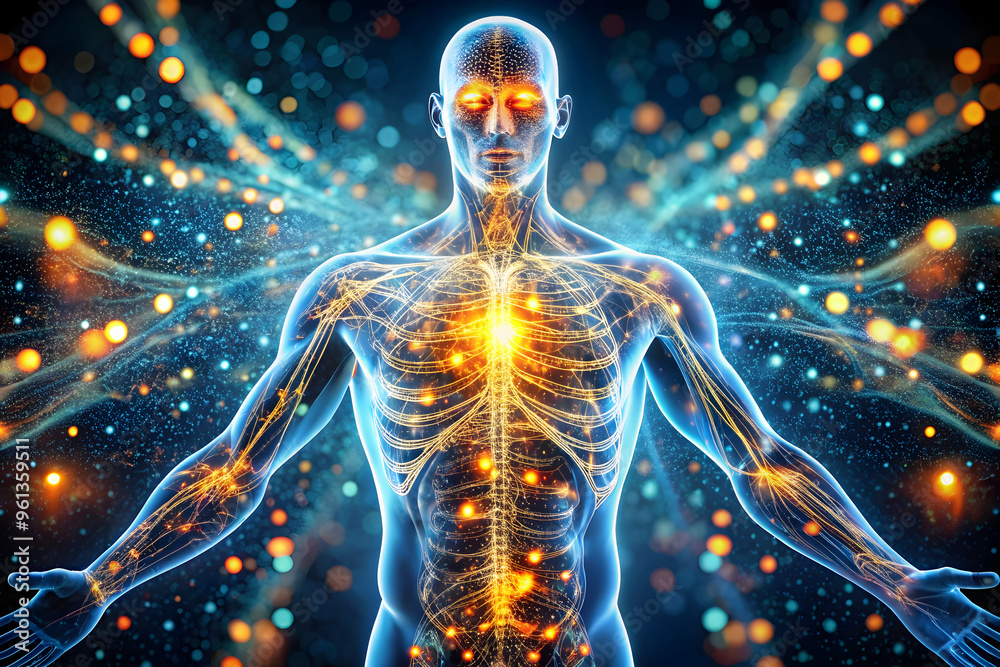 Inner Radiance: Human Energy Field Unveiled - A luminous anatomical ...