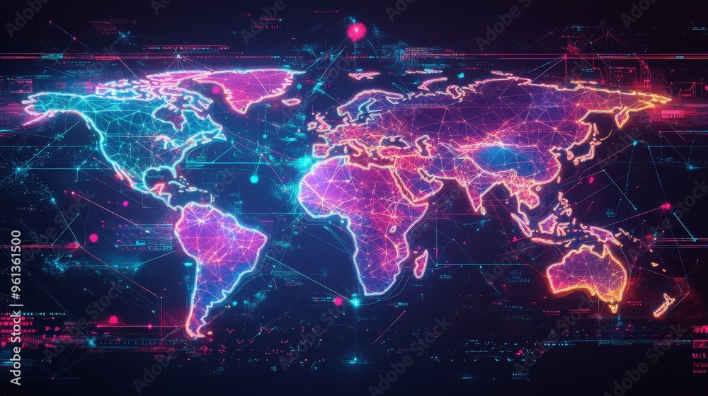 Envision a world map as a dynamic interactive projection. The ...