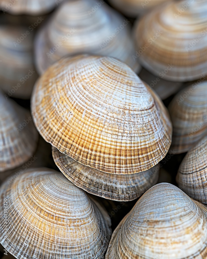 Clam Shells. Close-up Texture of Sea Clam Shells Piled on Beach ...