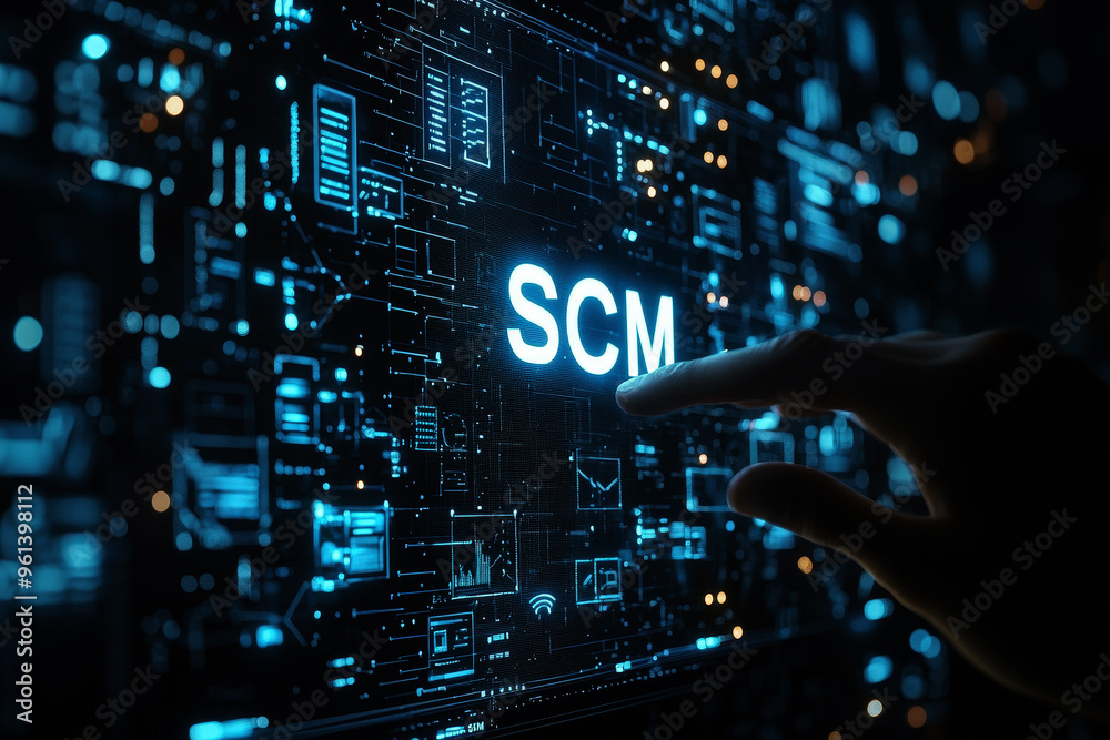 Supply Chain Management - SCM concept banner with icons and a ...