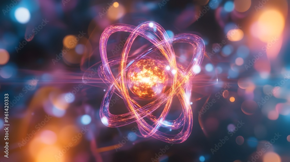 Holographic Showcasing The Electron Cloud Model Of An Atomic Structure
